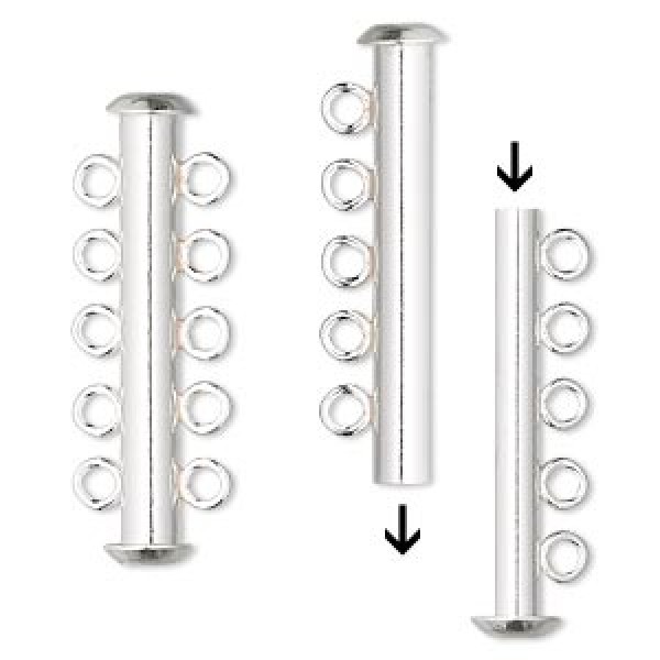 32mm Sterling Silver 5-Loop Slide Clasp - Each | Precious Metal Clasps ...
