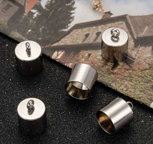 10mm ID 304 Bright Stainless Steel Cord End Caps - Pack of 2 | Base ...