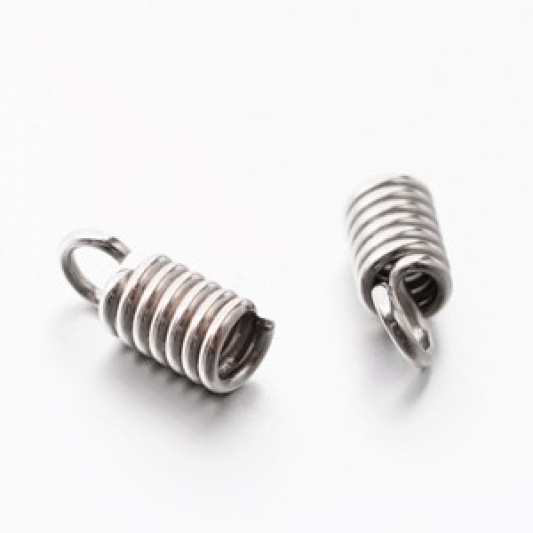 8.5x3.5mm (2mmID) 304 Stainless Steel Coil Cord End Cap - Pack of 10 ...