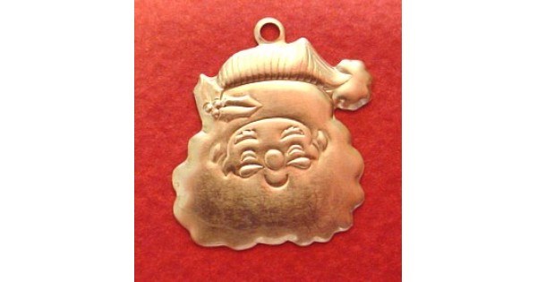 20mm Santa Face Brass Raw Charms - Pack of 4 | Pressed Metal Charms ...