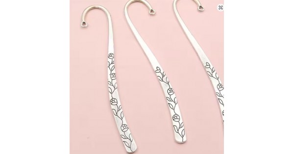 125mm Antique Silver Plated Bookmarks with Flower Design - Pack of 2 ...