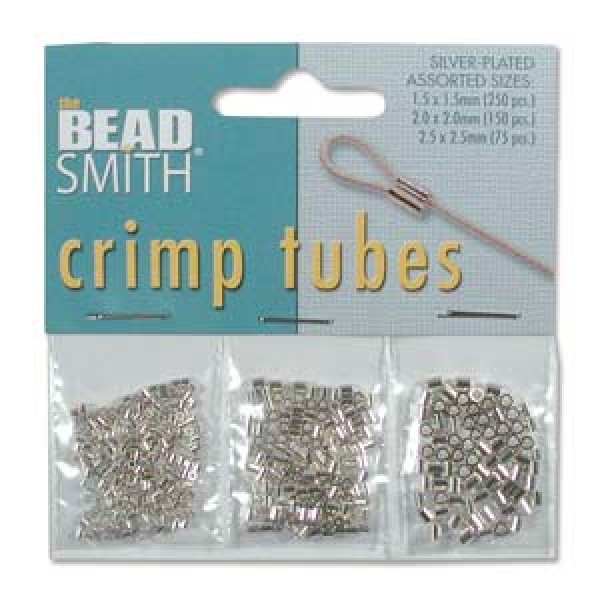 Beadsmith Silver Crimp Tubes Assortment Pack | Base Metal Crimp Beads ...