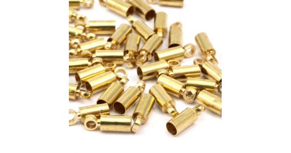 9x3mm (2mmID) Raw Brass Cord End Caps w-Loop - Pack of 10 | Base Metal ...