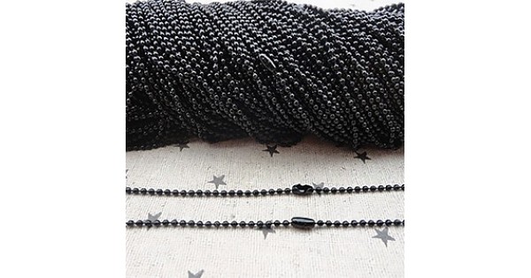 1.5mm x 70cm (27in) Black Plated Ball Chain Necklace w/clasp - Each ...