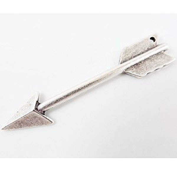 64mm Matte Silver Arrow Pendant - Each | Metal Pendants | Over the Rainbow