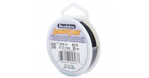 .004" (.13mm) Beadalon Dandyline Black Beading Thread - 25m | Micro Brai...