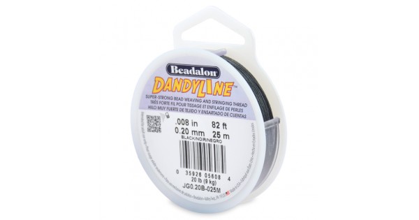 .008" (.20mm) Beadalon Dandyline Black Beading Thread - 25m | Micro Brai...