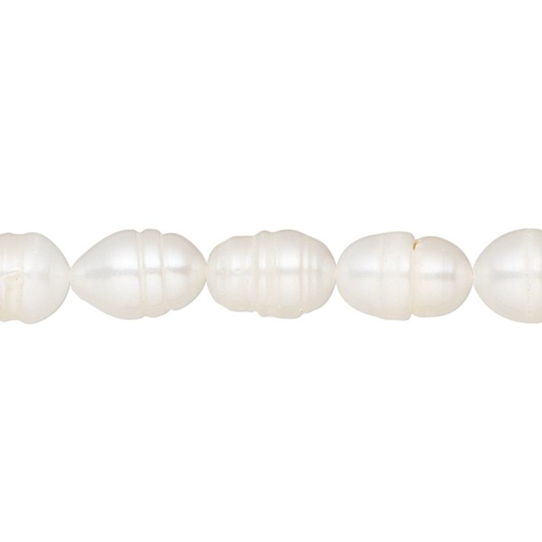 5-8mm White Freshwater Rice Pearls - D Grade - 15in Strand | White ...