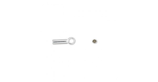 8x2mm Sterling Silver Cord End Cap w/Loop - 1.5mm cord - Per Pair ...